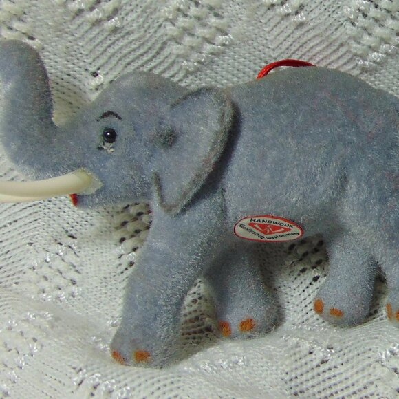 Source Unknown | Holiday | Vintage Two Fuzzy Gray Elephants Christmas ...